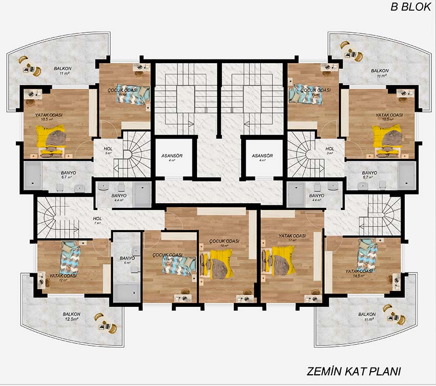 B block normal floor